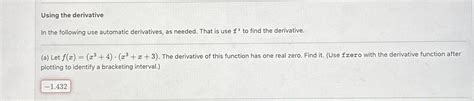 Solved Using The Derivative Please I Need Help Calc Lab