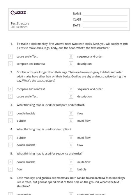 50 Analyzing Text Structure Worksheets On Quizizz Free Printable