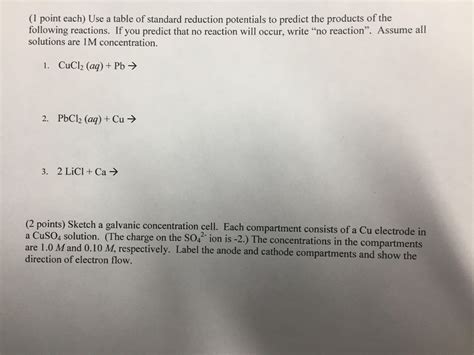 Solved Use A Table Of Standard Reduction Potentials To