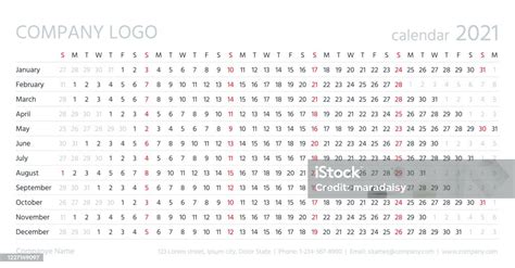 2021 선형 달력입니다 벡터 그림입니다 연간 템플릿 그리드 플래너 0명에 대한 스톡 벡터 아트 및 기타 이미지 0명 10월 1월 Istock