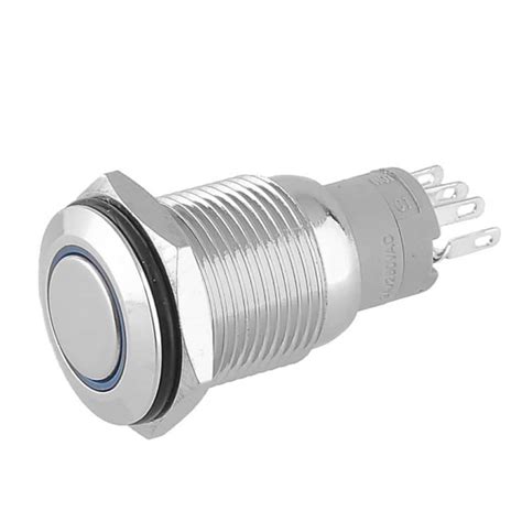 Metal Pushbutton Latching With Blue LED Mm