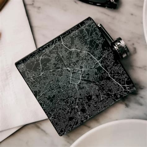 Charlotte North Carolina Map Hip Flask In Matte Black Classic