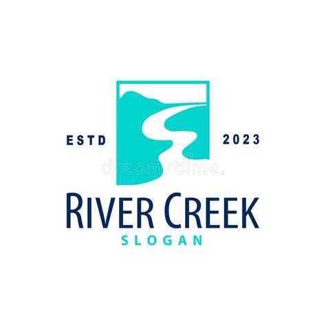 River Logo Creeks Simple Silhouette Inspiration Design River Flow Illustration Template Stock