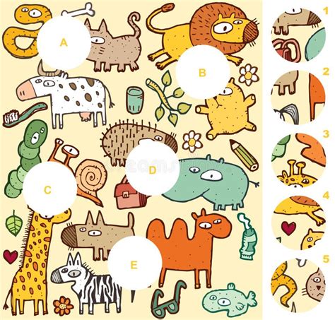Objects Match Pieces Visual Game Solution In Hidden Layer Stock