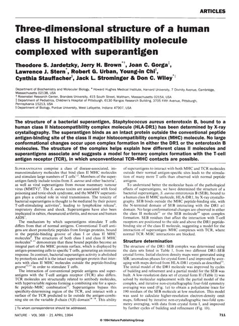 Pdf Three Dimensional Structure Of A Human Class Ii