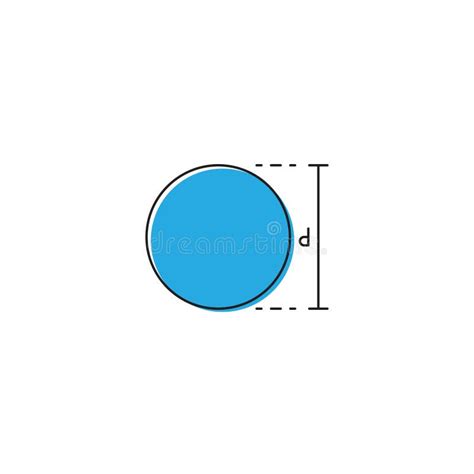 Circle Diameter Vector Icon Isolated On White Background Stock Vector