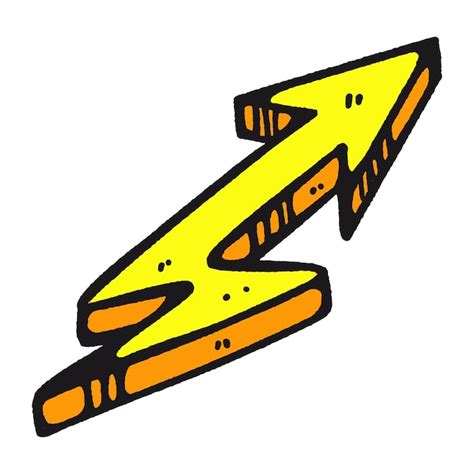 Premium Vector Hand Drawn Thunder Arrow Cartoon Illustration Isolated On White