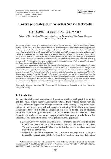 Pdf Coverage Strategies In Wireless Sensor Networks