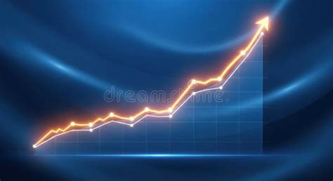 Dynamic Digital Growth Chart Ascending With Fiery Orange Line On Blue