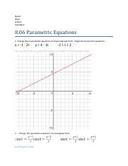 8 06 Parametric Equations 1 Pdf Name Date Babe Facilitator 8 06 Parametric Equations 1