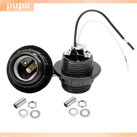 Pupu Copper E27 Screw Mouth Light Bulb Socket Phenolic Black Lamp Head