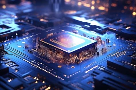 Premium Ai Image Powerful Quantum Cpu On Pcb Motherboard With Data Transfers