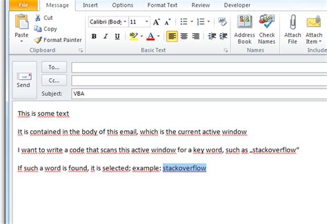 Excel Vba Select Text In Outlook Email Body Stack Overflow
