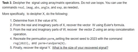 Solved Task 3 Decipher The Signal Using Arraymatrix