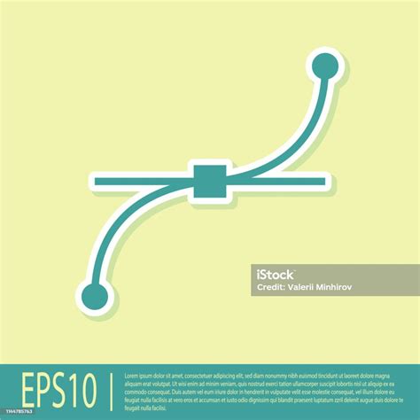 노란색 배경에 고립 된 녹색 베 지 어 곡선 아이콘입니다 펜 도구 아이콘입니다 벡터 일러스트 개념에 대한 스톡 벡터 아트 및 기타 이미지 Istock