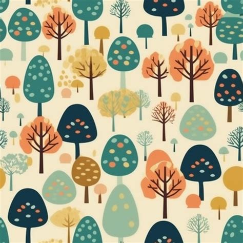 Premium Photo A Pattern Of Trees With Different Colors And Shapes Generative Ai