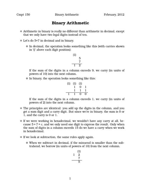 Arith Pdf Pdf Subtraction Theoretical Computer Science