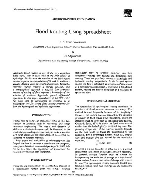 Pdf Flood Routing Using Spreadsheet