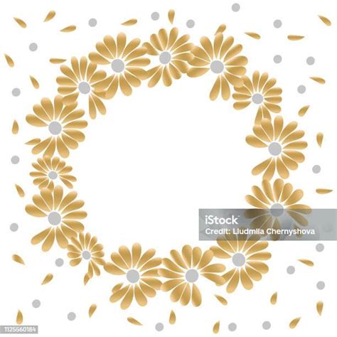 골든 라운드 프레임 로맨틱 장식 디자인에 대 한입니다 데이지 꽃의 둥근 화 환입니다 벡터는 일러스트 레이 션 고립 14에 대한