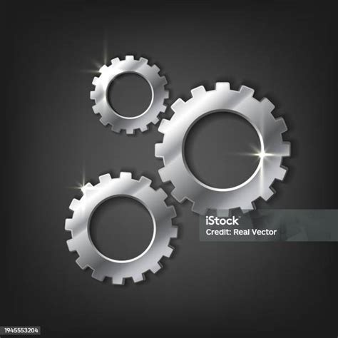 3d 현실적인 벡터 아이콘 그림입니다 짙은 회색 배경에 금속 기어 3차원 형태에 대한 스톡 벡터 아트 및 기타 이미지 3차원 형태 강철 건설 기계류 Istock