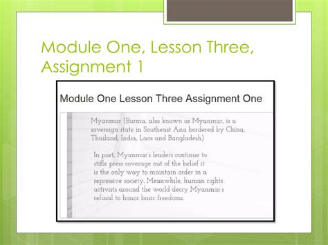 Module 1 Lesson 3 Assignment Pptx