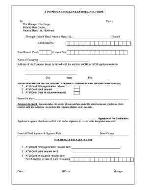 Regenerate Block Atm Pin Form Fill And Sign Printable Template Online