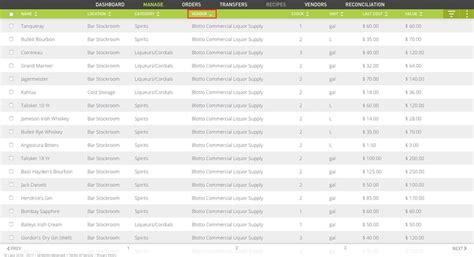 Inventory Manage Tab