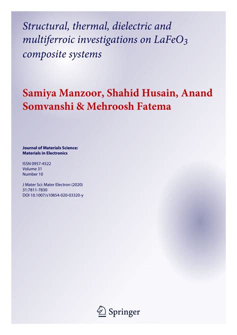 Pdf Structural Thermal Dielectric And Multiferroic Investigations On Lafeo3 Composite Systems