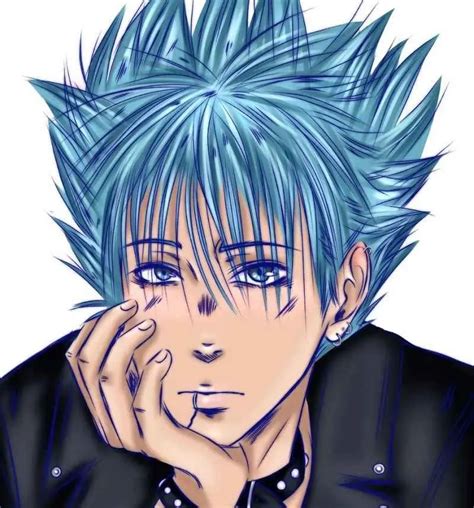 Anime Guy Long Blue Hair