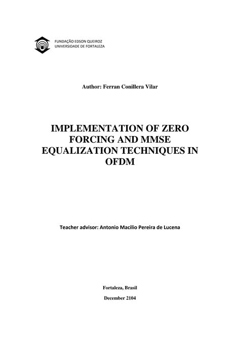 Solution Zero Forcing And Mmse Equalization Techniques Studypool