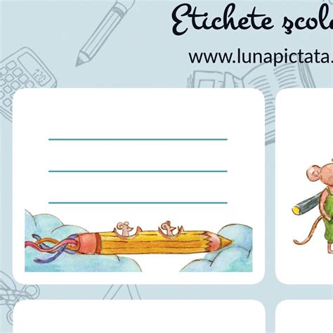 Etichete Scolare Ilustrate Luna Pictata