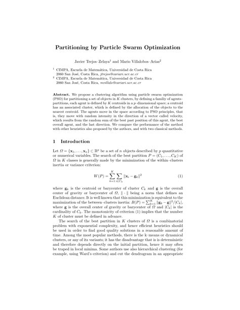Pdf Partitioning By Particle Swarm Optimization