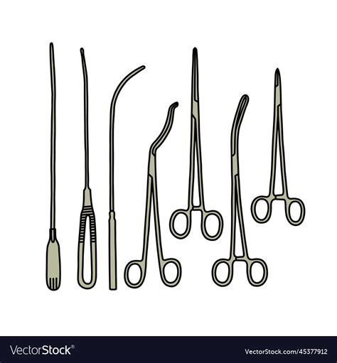 Gynecologial Surgical Instruments Doodle Icon Vector Image