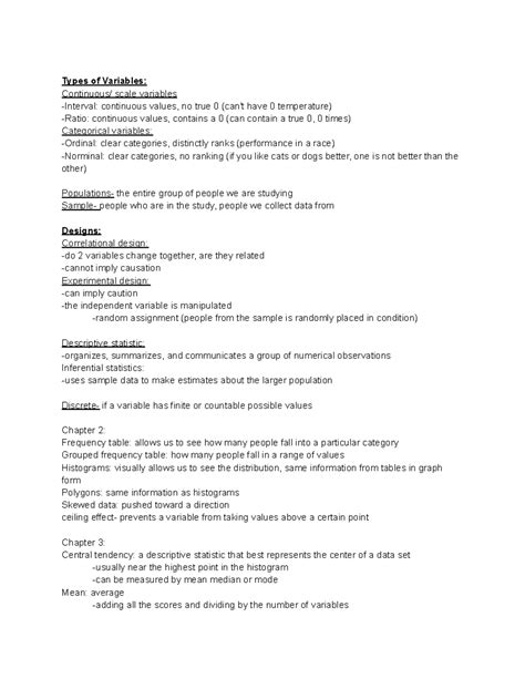 Stats Ch123 Lecture Notes For Chapters 123 Psyc 210