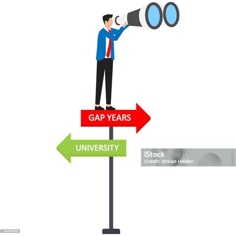 인생을 배우고 목표를 달성하기 위한 동기를 찾는 갭이어와 고등학교 졸업생들은 배낭을 메고 인생의 선택의 도로 표지판을 만나 어떤 길을 택할지 결정합니다 개선에 대한 스톡
