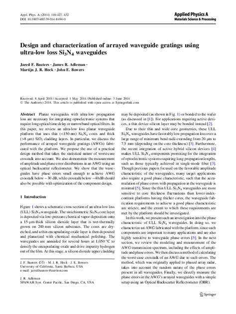 Pdf Design And Characterization Of Arrayed Waveguide Gratings Using