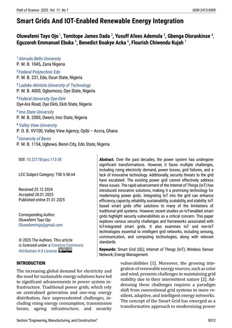 Pdf Smart Grids And Iot Enabled Renewable Energy Integration