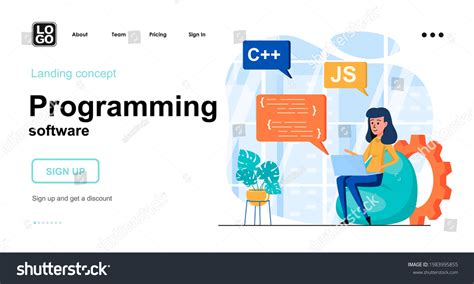 Programming Software Web Concept Woman Developer Stock Vector Royalty Free