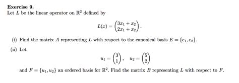solved exercise 9 let l be the linear operator on r2
