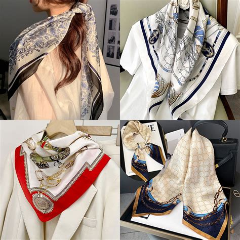 팝콘엔 💖당일발송💖 끌레르몽 실크 사각 스카프 가방 쁘띠스카프