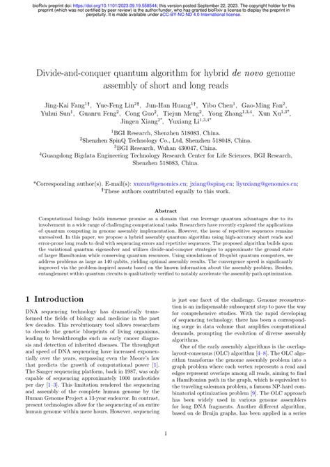 Pdf Divide And Conquer Quantum Algorithm For Hybrid De Novo Genome