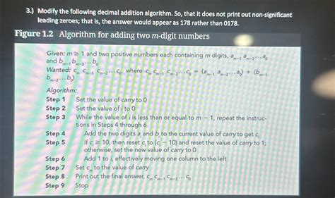Solved 3 ﻿modify The Following Decimal Addition Algorithm