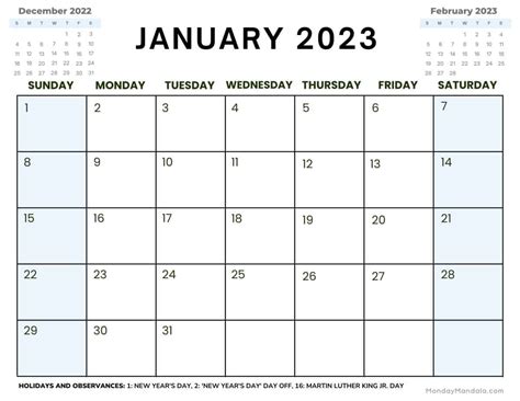 January 2023 Calendar 52 Free Pdf Printables