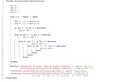 Ciclo Para PSeint Porcentaje Puntos Por Cuadrante Tutorias Co