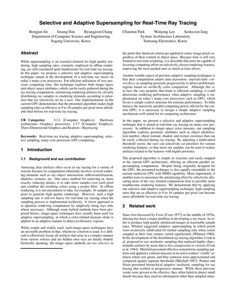 pdf selective and adaptive supersampling for real time ray tracing