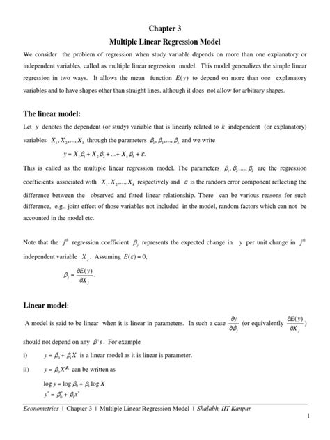 Chapter3 Econometrics Multiplelinearregressionmodel Pdf Linear