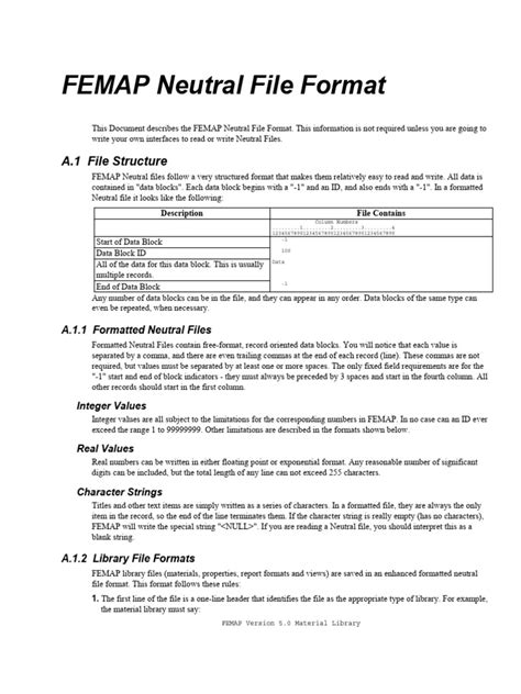 Femap Neutral File Format Pdf Elasticity Physics Creep Deformation Femap Neutral File Format Pdf Elasticity Physics Creep Deformation