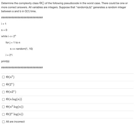 solved determine the complexity class of the following