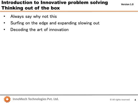 Introduction To Innovative Problem Solving Imt Pptx Computer