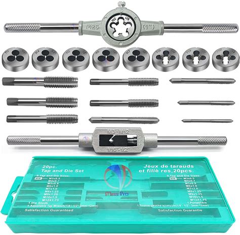 buy mass pro 20pcs metric and sae screw thread dies and taps wrench kit